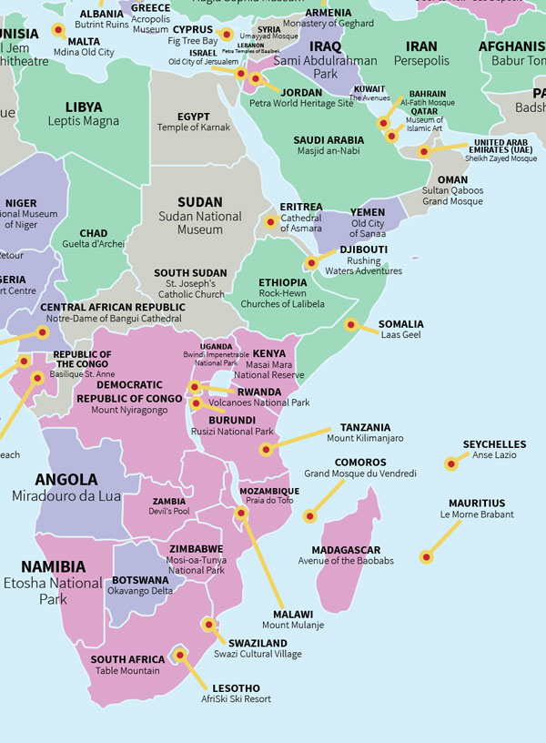 Mapa con las atracciones turísticas que tienes que visitar en cada país ...