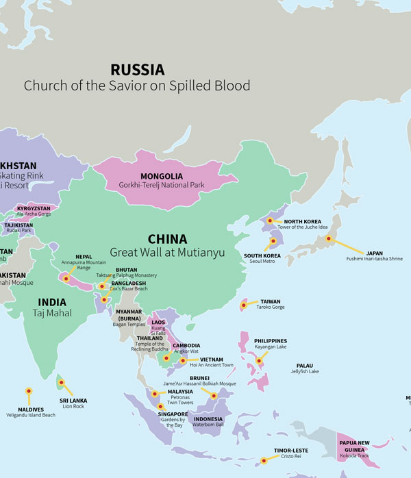 Mapa con las atracciones turísticas que tienes que visitar en cada país ...